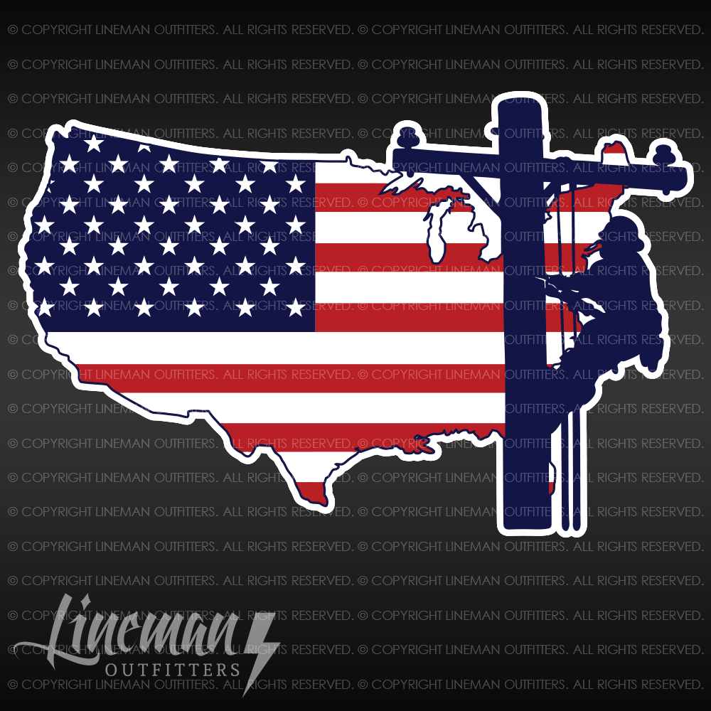 American USA Power Lineman Vehicle Decal – Lineman Outfitters