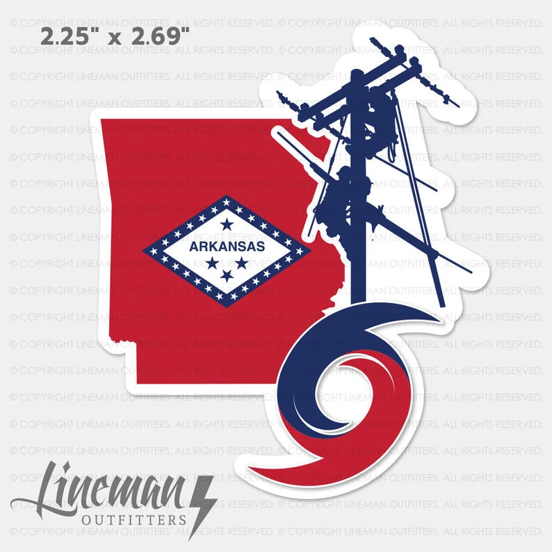 Arkansas Power Lineman Hurricane Hard Hat Decal / Sticker – Lineman ...