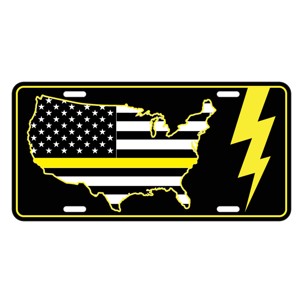 USA & LIGHTNING BOLT LICENSE PLATE – Lineman Outfitters